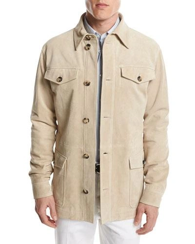 Brioni Suede Desert Jacket, Tan | ModeSens