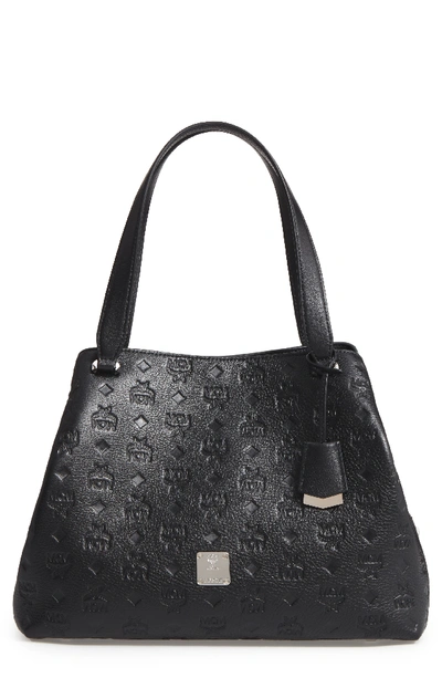 Mcm Signature Monogrammed Leather Handbag - Black In Bk | ModeSens