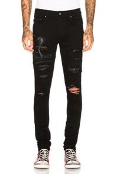 Amiri Art Snake Patch Jeans In Black | ModeSens