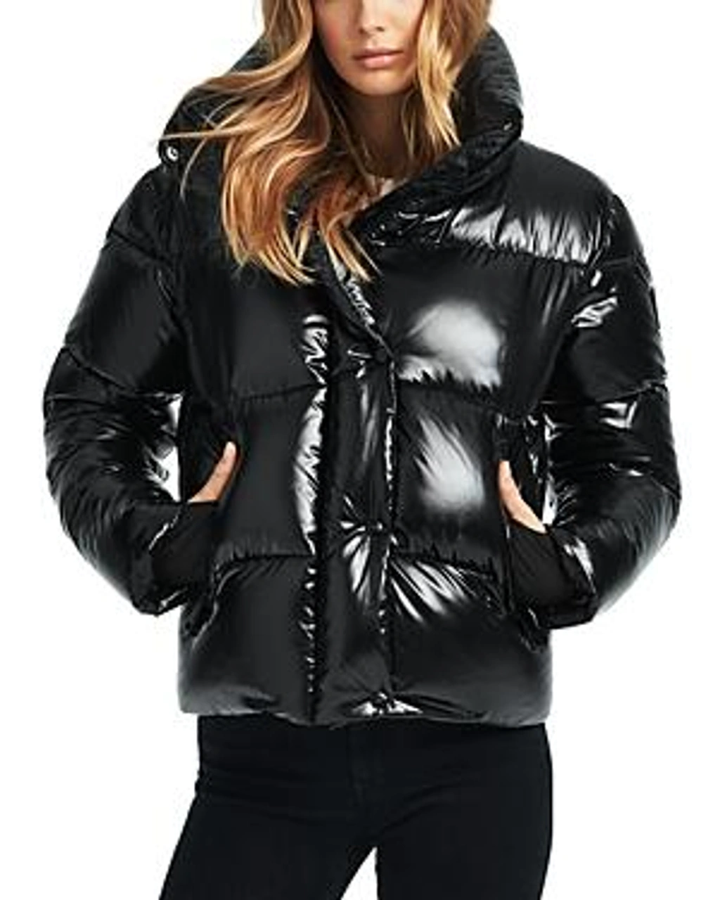 Sam Andi Short Down Puffer Coat In Jet/wisteria | ModeSens