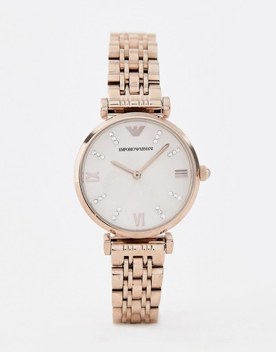 Emporio Armani Ar11059 T-bar Bracelet Watch In Rose Gold 32mm - Gold ...