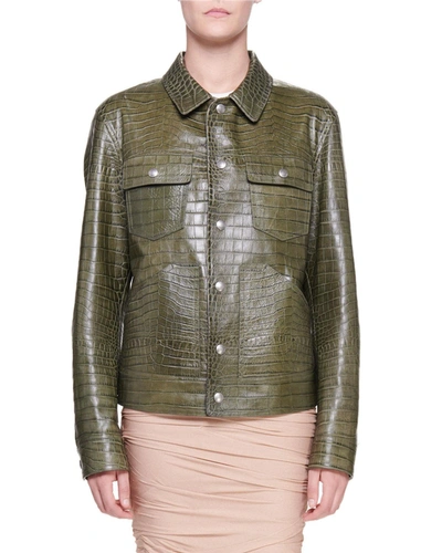 Tom Ford Crocodile-embossed Leather Utility Jacket | ModeSens
