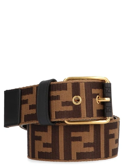 Fendi Embossed Double F Logo Belt In Brown | ModeSens