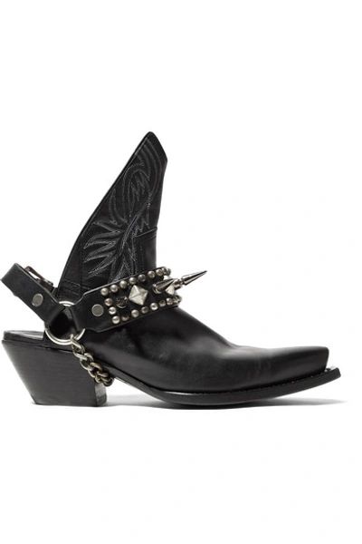 R13 Black 25 Backless Leather Cowboy Boots | ModeSens