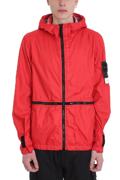 Stone Island Red Nylon Jacket | ModeSens