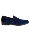 Bruno Magli Textured Almond Toe Loafers In Blue Velvet | ModeSens