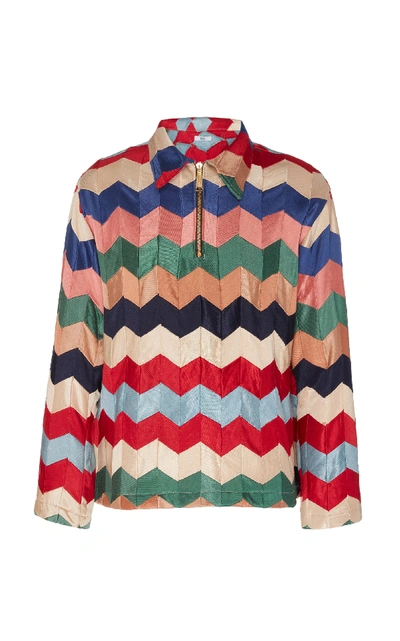 Bode Chevron Quilt Zip Pullover In Multi | ModeSens
