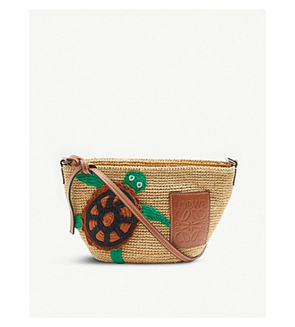 Loewe X Paula's Ibiza Pochette Turtle Raffia Bag In Natural/tan | ModeSens
