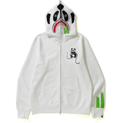 Pre-owned Bape Panda Full Zip Hoodie White | ModeSens