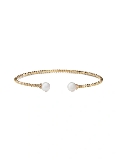 David Yurman ‘solari' 18k Gold Diamond Akoya Pearl Small Cuff In ...