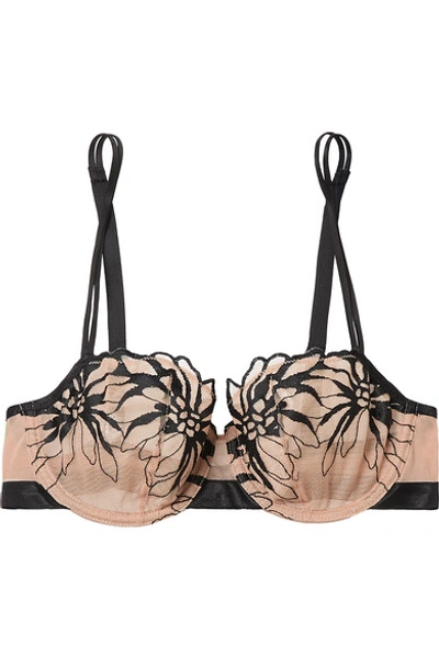 Chantelle Shadows Satin-trimmed Embroidered Tulle Underwired Half-cup ...