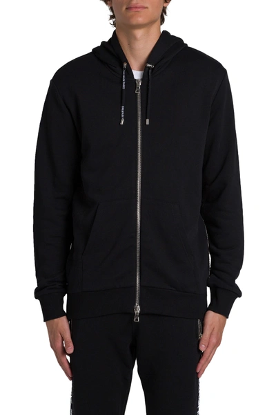 Balmain Hoodie With Zipper Closure In Nero | ModeSens