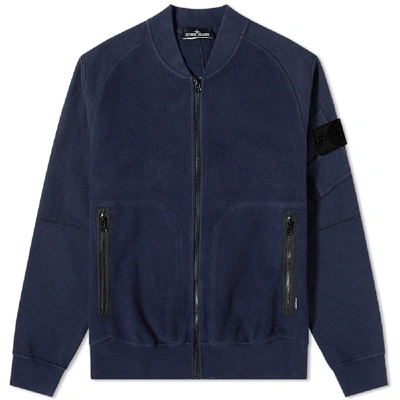 Stone Island Shadow Project Gauzed Heavy Fleece Bomber In Blue | ModeSens