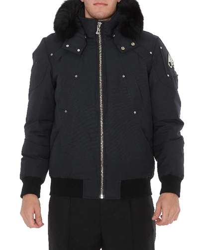 Moose Knuckles Ballistic Bomber In Navy W Blk Fur | ModeSens