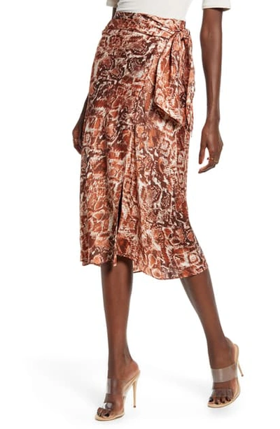 Joa Snake Print Wrap Skirt In Rust Snake | ModeSens