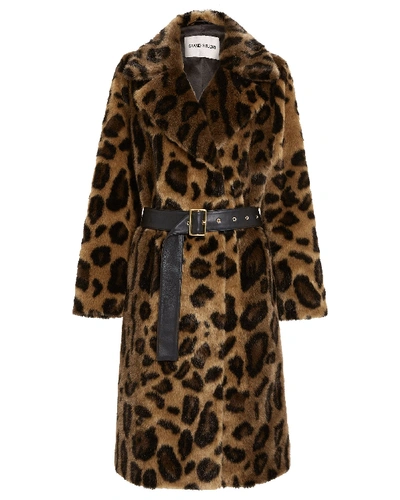 Stand Studio Alexandra Leopard Faux Fur Coat In Brown | ModeSens