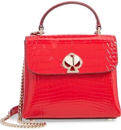 Kate Spade Romy Croc-embossed Leather Top Handle Bag In Hot Chili ...