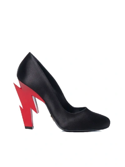 Prada Lightning Bolt Heels In Nero+rosso | ModeSens