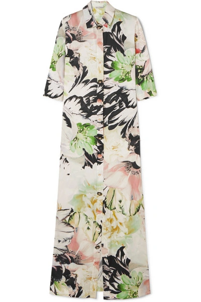 Ralph & Russo Embellished Floral-print Silk-satin Maxi Dress In Mint ...