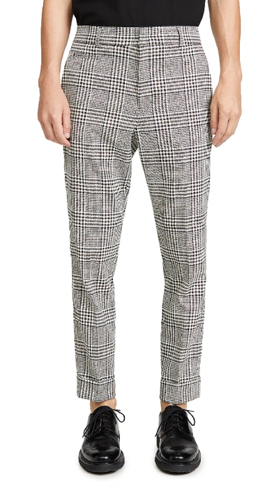 Club Monaco Drain Pipe Plaid Pants In Navy/white Multi | ModeSens