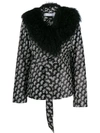 Saks Potts Trimmed Logo Print Coat In Black | ModeSens
