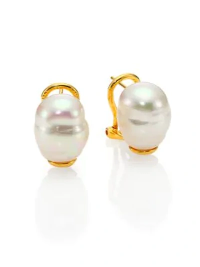 Majorica 12mm White Baroque Pearl Earrings ModeSens