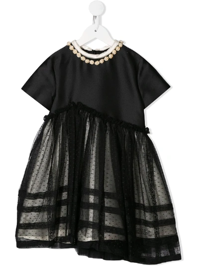 Mi Mi Sol Kids' Tulle Panel Midi Dress In 黑色 | ModeSens