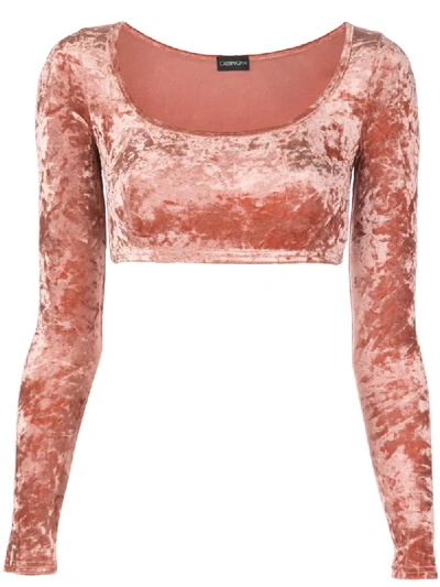Callipygian Crushed Velvet Top In Pink | ModeSens