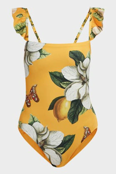 Agua Bendita Nativa Floral One Piece Swimsuit In Yellow,multi | ModeSens