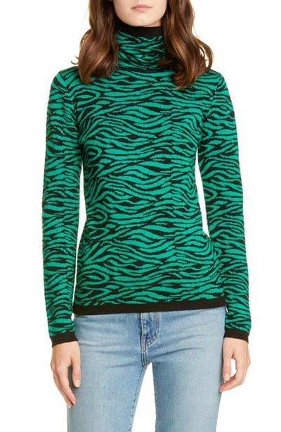 Victor Glemaud Tiger Stripe Turtleneck Wool Sweater In Green And Black ...