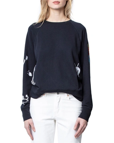 Zadig & Voltaire Upper Brode Embroidered Sweatshirt In Myrtille | ModeSens