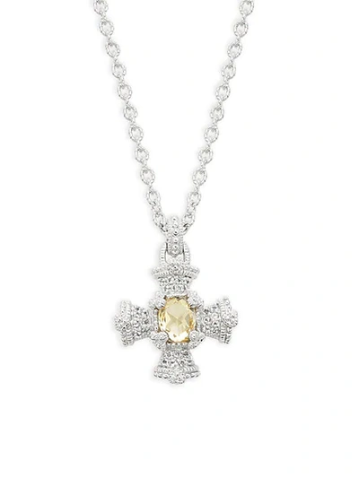 Judith Ripka Ambrosia White Topaz & Sterling Silver Maltese Cross ...