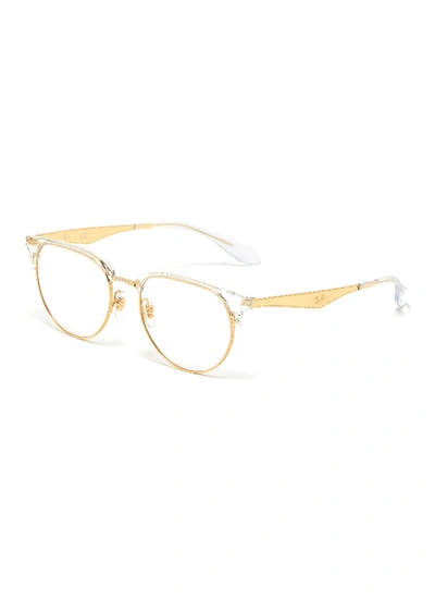 Ray Ban 'clubmaster' Metal Half Acetate Frame Transparent Rim Optical ...