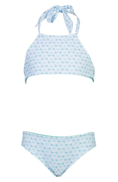 Snapper Rock Kids' Oceania Reversible Halter Two-piece Swimsuit In Aqua ...