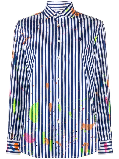 Polo Ralph Lauren Paint-splatter Striped Shirt In Blue | ModeSens