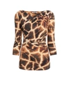 Roberto Cavalli Giraffe Chine Printed Top In Brown | ModeSens