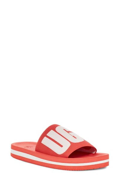 Ugg Zuma Logo Slide Sandal In Coral | ModeSens