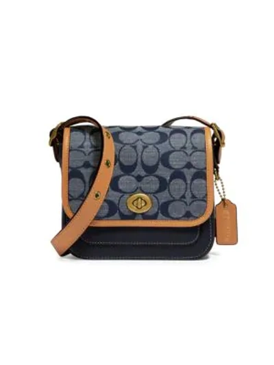 Coach Rambler Signature Chambray & Leather Crossbody Bag | ModeSens