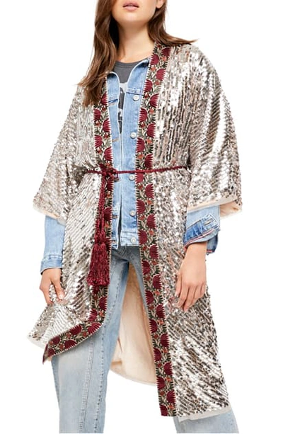 Free People Light Is Coming Sequin Duster In Silver Sequin Combo | ModeSens