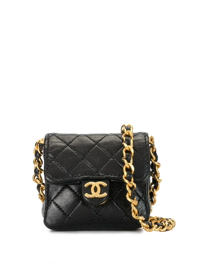 Pre-owned Chanel 1990s Mini Diamond-quilted Crossbody Bag In Black ...