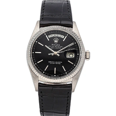 Pre-owned Rolex Black 18k White Gold Day-date 1803/9 Men's Wristwatch ...