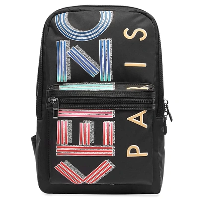 Kenzo Black Large Logo Sport Backpack In Black,red,blue | ModeSens