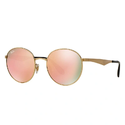 Ray Ban Rb3537 Rox_frame Gold Frame Pink Lenses 51-19 | ModeSens
