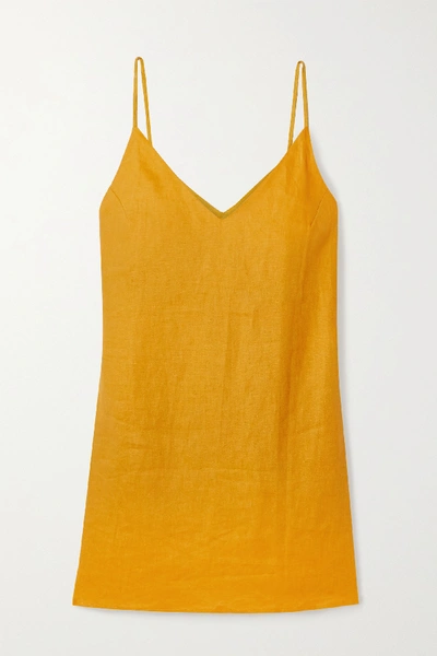 Reformation Riverside Linen Mini Dress In Mustard | ModeSens