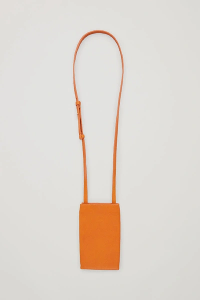 Cos Leather Phone Pouch In Orange | ModeSens