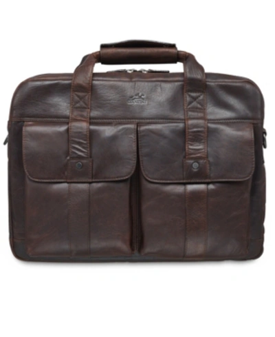 Mancini Buffalo Collection Double Compartment Laptop Briefcase In Brown ...