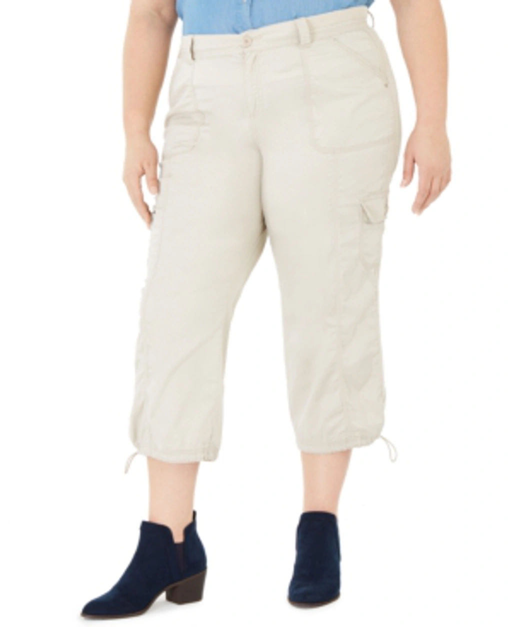 Style & Co Plus Size Cotton Bungee Cargo Capri Pants, Created For Macy ...