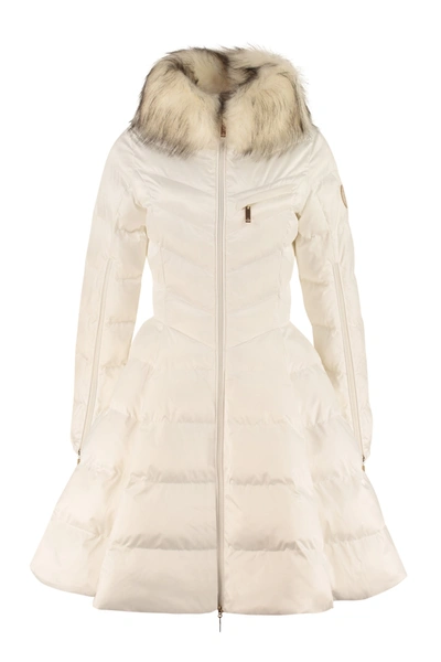 Elisabetta Franchi Celyn B. Faux Fur Collar Down Jacket In White | ModeSens