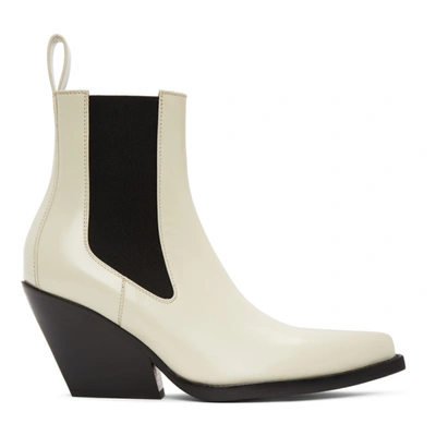 Bottega Veneta Off-white 'the Lean' Heeled Chelsea Boots In Wax | ModeSens