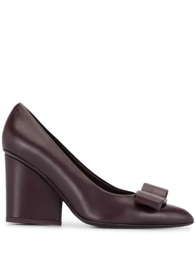 Ferragamo Viva 85 Lamb Leather Oversized Bow Pumps In Violet | ModeSens